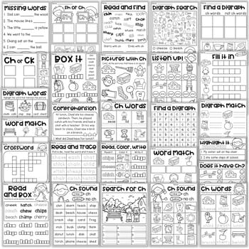 Ch Worksheet Packet - Digraphs Worksheets - My Teaching Pal