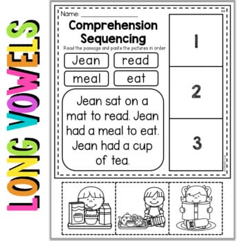 Comprehension Sequencing Worksheets - CVC, Digraphs, CVCC, CCVC and ...