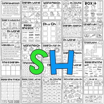 Digraph Worksheet Bundle - CH, SH, TH - My Teaching Pal