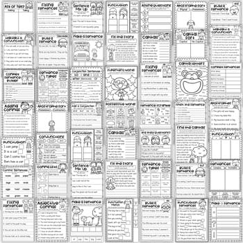 Grammar Worksheet Packet - Sentences, Punctuation, Capitals ...
