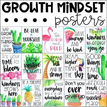 Growth Mindset Posters - Tropical Theme - My Teaching Pal