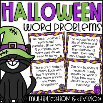 Halloween Word Problem Task Cards - Multiplication and Division - My ...