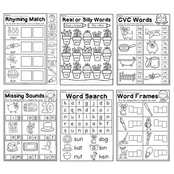 Kindergarten CVC Worksheet Packet - My Teaching Pal