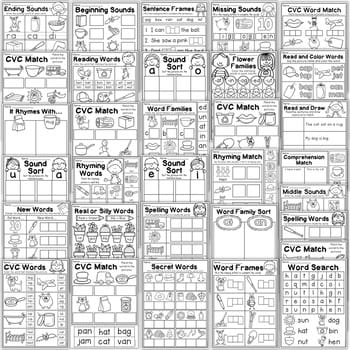 Kindergarten CVC Worksheet Packet - My Teaching Pal