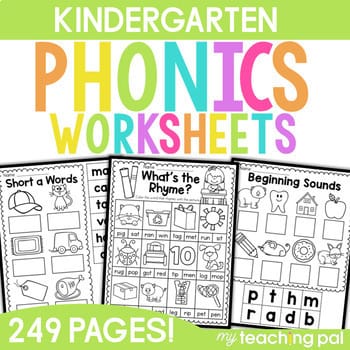 Kindergarten Phonics Worksheets MEGA PACK-Sounds, CVC, Digraphs, Blends ...