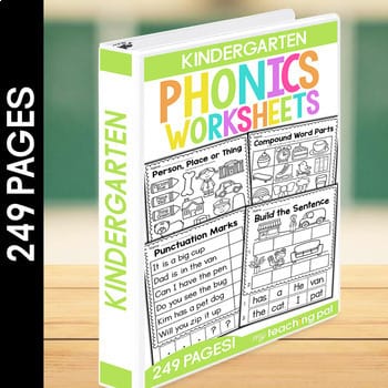 Kindergarten Phonics Worksheets MEGA PACK-Sounds, CVC, Digraphs, Blends ...
