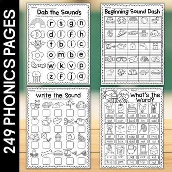 Kindergarten Phonics Worksheets MEGA PACK-Sounds, CVC, Digraphs, Blends ...
