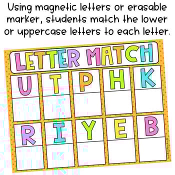 Lower and Uppercase Letter Match - Literacy Center - My Teaching Pal