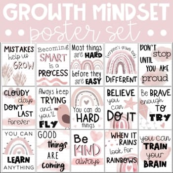 Neutral Boho Growth Mindset Posters - My Teaching Pal