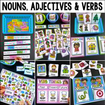 Nouns, Adjectives and Verbs Centers - THE BIG BUNDLE - My Teaching Pal