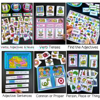 Nouns, Adjectives and Verbs Centers - THE BIG BUNDLE - My Teaching Pal