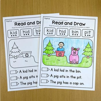 Read and Draw CVC Worksheets - Kindergarten Comprehension - My Teaching Pal