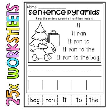 Sentence Pyramid Worksheets - Reading and Fluency Work - My Teaching Pal