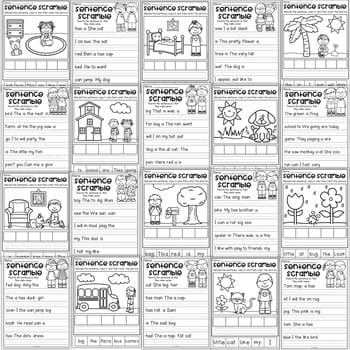 Sentence Scramble Worksheets - Kindergarten Literacy Centers - My ...