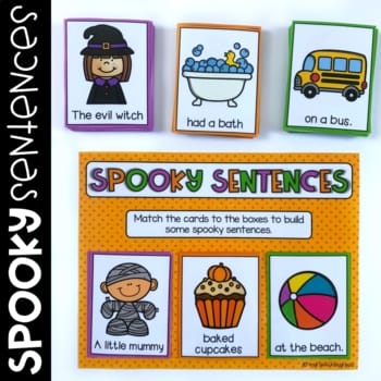 Spooky Sentences - Silly Sentences Writing Center - Halloween October ...