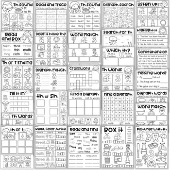 Th Worksheet Packet - Digraphs Worksheets - My Teaching Pal