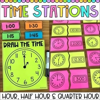 Time Math Stations - Hour, Half Hour and Quarter Hour - My Teaching Pal