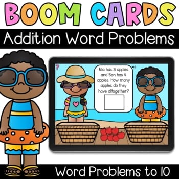 Addition Word Problems to 10 - Digital Task Cards - Boom Cards - My ...