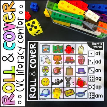 CVC Roll and Cover - Literacy Center - My Teaching Pal