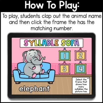 Clapping Syllables - Digital Task Cards - Boom Cards - My Teaching Pal