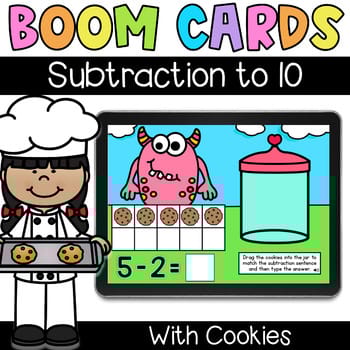 Cookie Subtraction to 10 - Digital Task Cards - Boom Cards - My ...