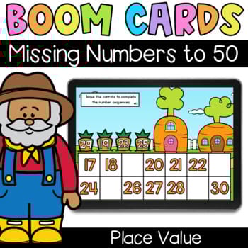 Missing Numbers to 50 - Digital Task Cards - Boom Cards - My Teaching Pal