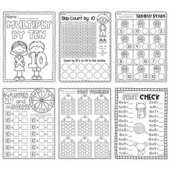 Multiplication Worksheets and Activities - 10 Times Tables - My ...