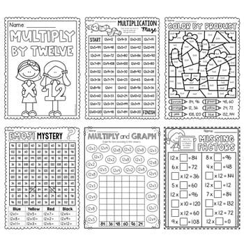 Multiplication Worksheets and Activities - 12 Times Tables - My ...
