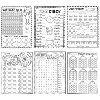 Multiplication Worksheets and Activities - 12 Times Tables - My ...
