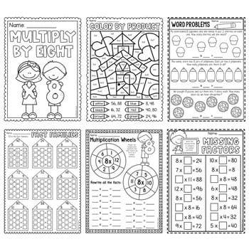 Multiplication Worksheets and Activities - 8 Times Tables - My Teaching Pal