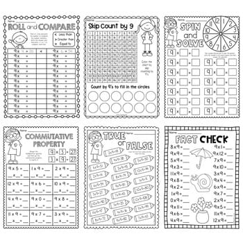 Multiplication Worksheets and Activities - 9 Times Tables - My Teaching Pal