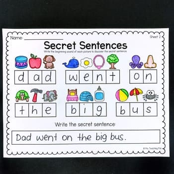 Secret Sentences Worksheets - CVC and Sight Words - My Teaching Pal