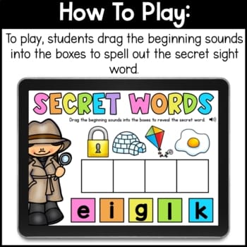 Secret Sight Words - Kindergarten Primer - Digital Task Cards - Boom ...