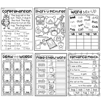 Short u Worksheets - CVC Words - My Teaching Pal