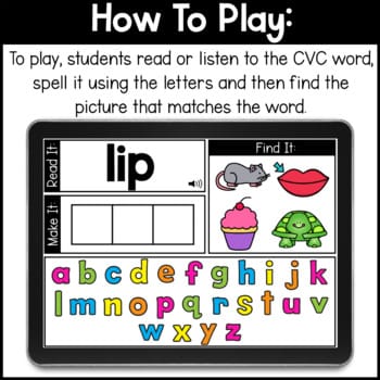 Spell a CVC Word (SHORT I) - Digital Task Cards - Boom Cards - My ...