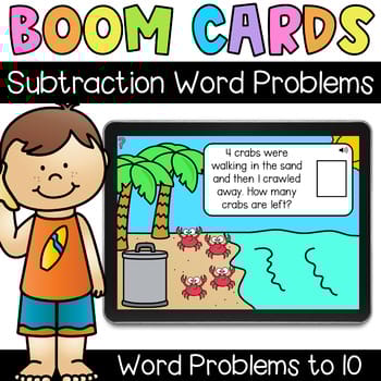 Subtraction Word Problems to 10 - Digital Task Cards - Boom Cards - My ...