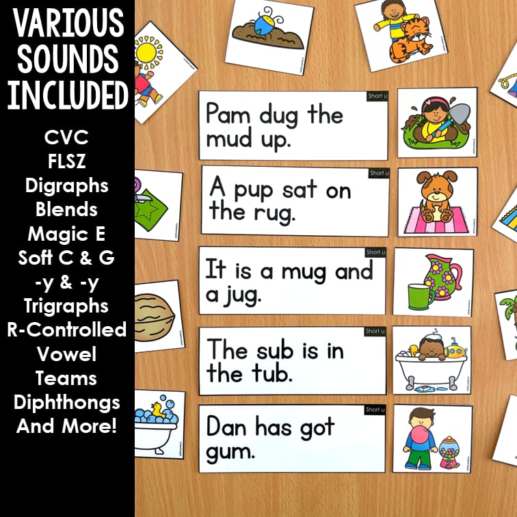 Sentence Match Cards - Phonics Decodable Sentences (Science of Reading ...