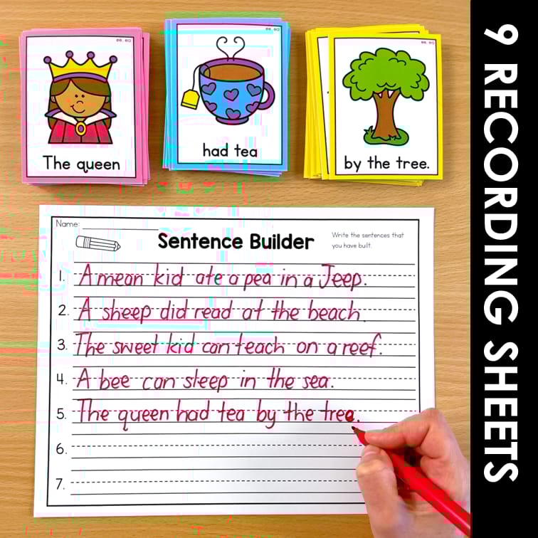 Silly Sentences- Build a Sentence Center VOL 4 - RContr, Vowel Teams ...