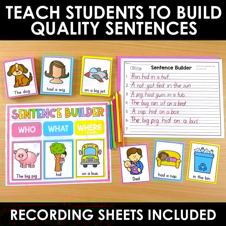 Silly Sentences - Build a Sentence Center - Phonics Bundle - Decodable ...