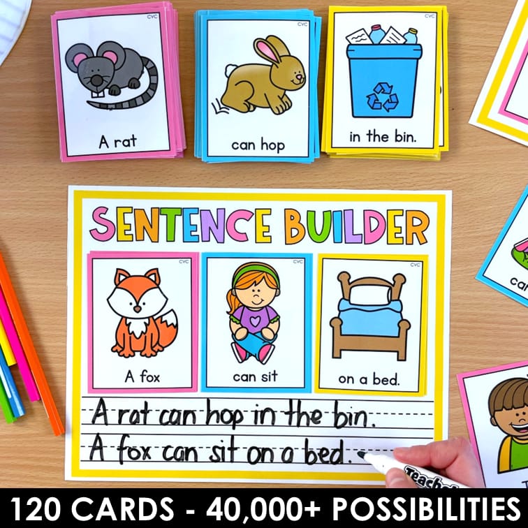 Silly Sentences - Build a Sentence Center VOL 1 - CVC - Decodable ...