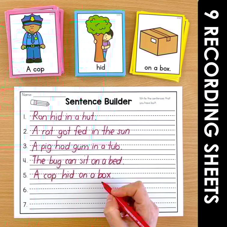 Silly Sentences - Build a Sentence Center VOL 1 - CVC - Decodable ...