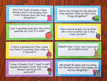 Math Word Problem Task Cards - Addition, Subtraction, Division ...