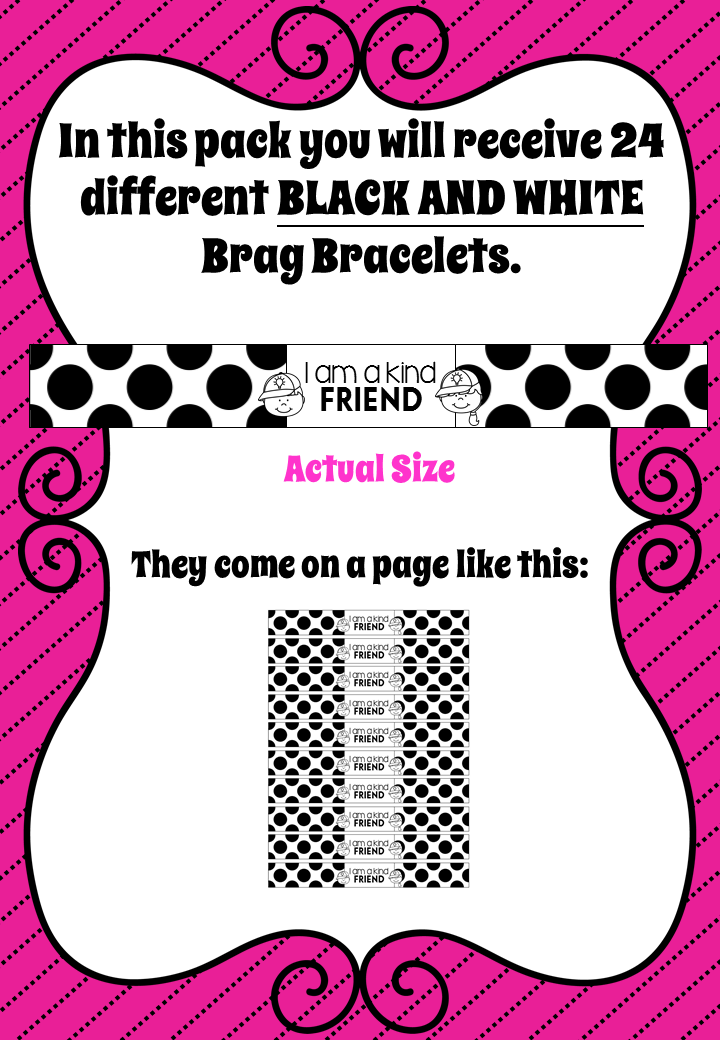 Brag Bracelets - Ink Friendly Black and White - My Teaching Pal
