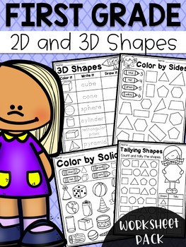 First Grade 2D and 3D Shapes Worksheets - My Teaching Pal