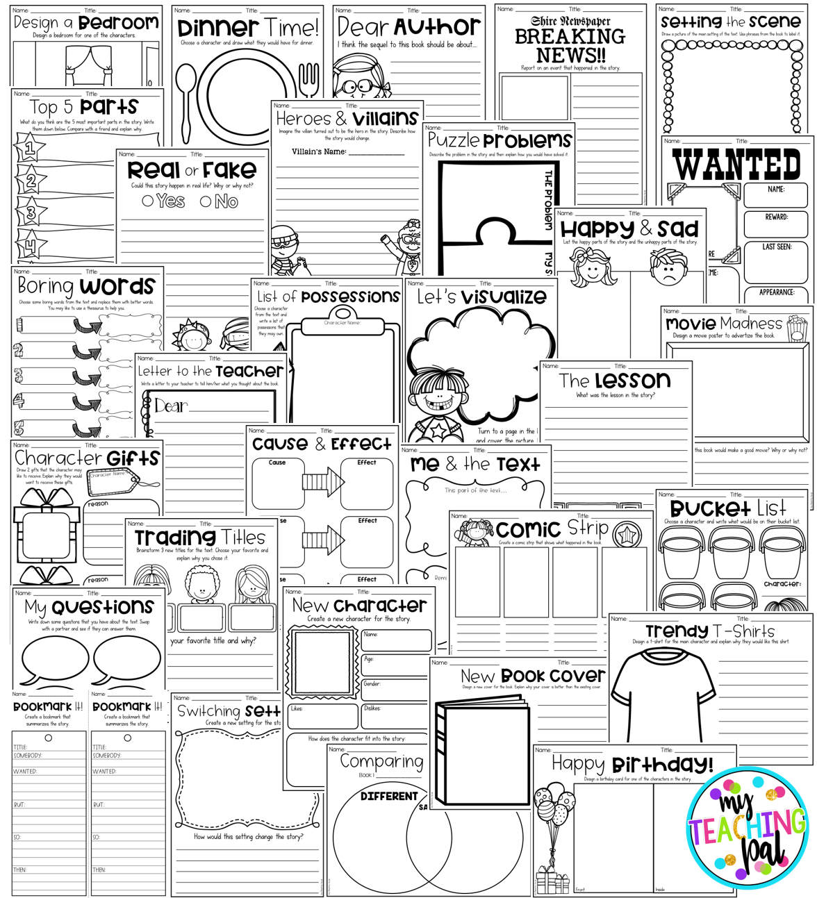 HOTS Reading Response Worksheets - Higher Order Thinking Skills - My ...