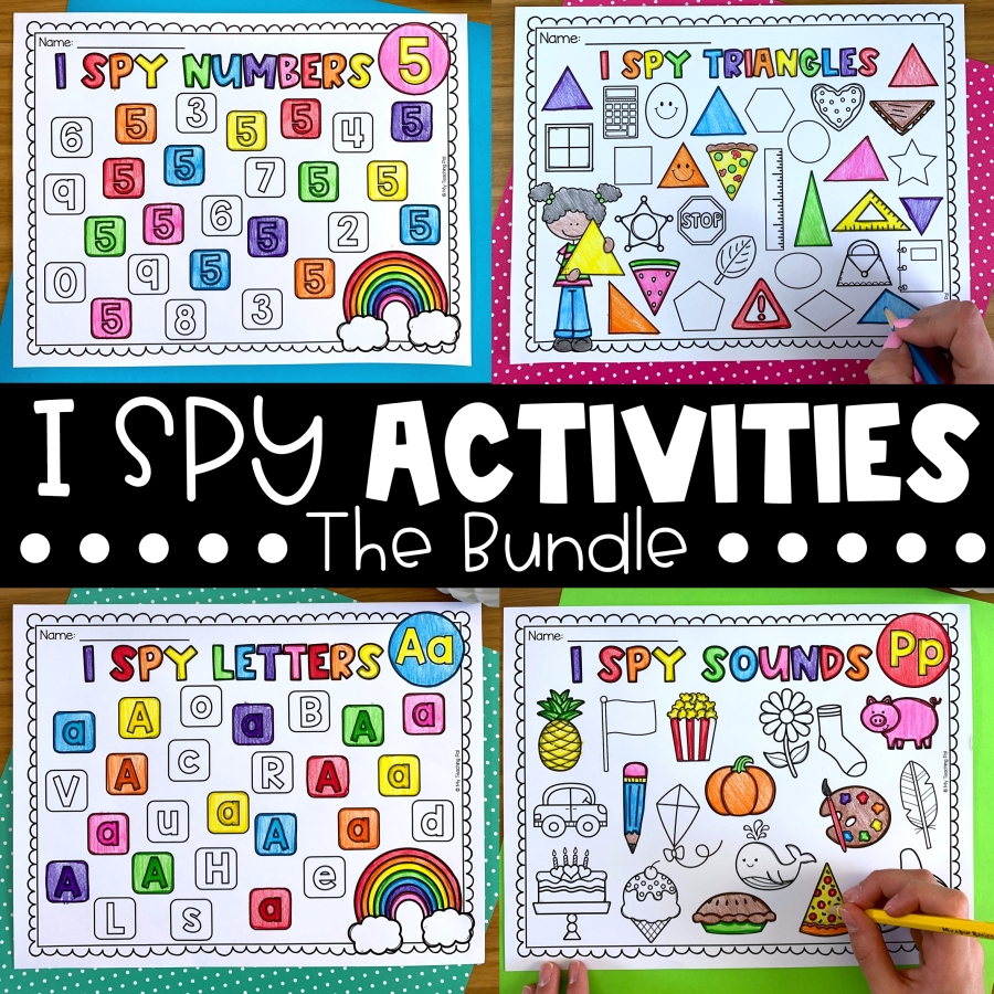 I Spy Worksheet Bundle - Letters, Sounds, Numbers and Real Life Shapes ...
