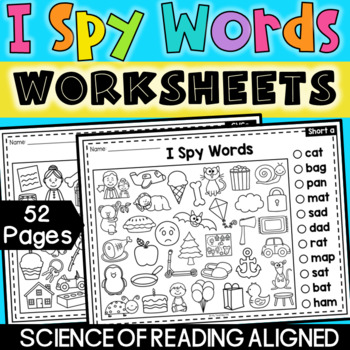 I Spy Worksheets - Phonics Worksheets - CVC, Long Vowels, Digraphs and ...