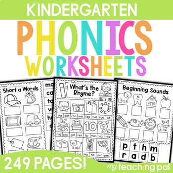 Kindergarten Phonics Worksheets MEGA PACK-Sounds, CVC, Digraphs, Blends ...