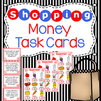 Money Word Problem Task Cards - Grocery Shopping Theme - My Teaching Pal
