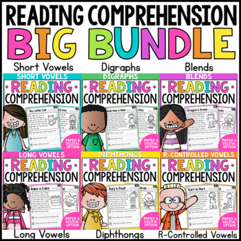 Phonics Reading Comprehension Passages BUNDLE Paper & Digital - My ...